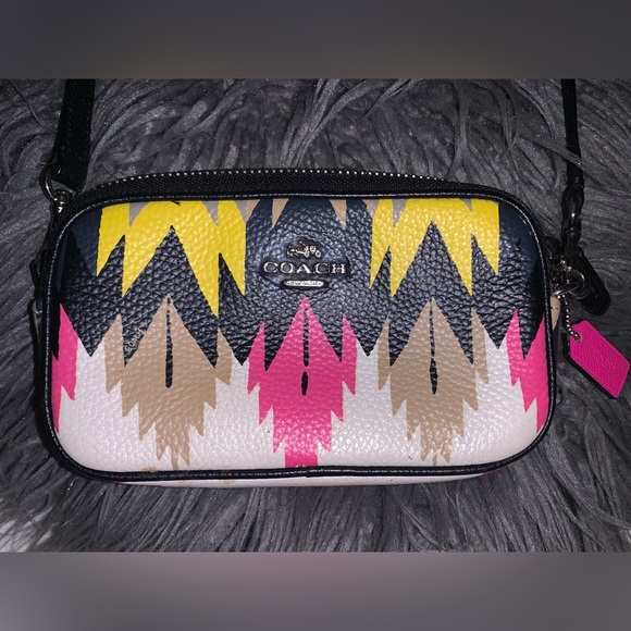 Coach | Bags | Coach Tribal Collection Hawk Feathers Double Zipper Mini ...